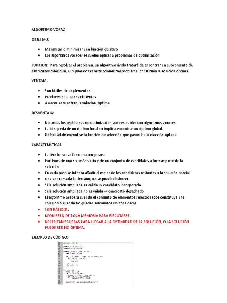 Algoritmos Voraces: Optimización Eficiente | PDF | Informática