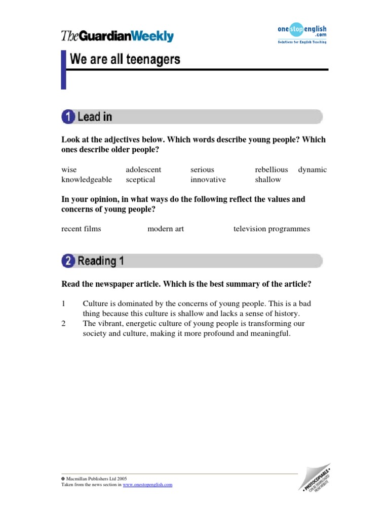 Teenagers PDF | PDF | Adolescence
