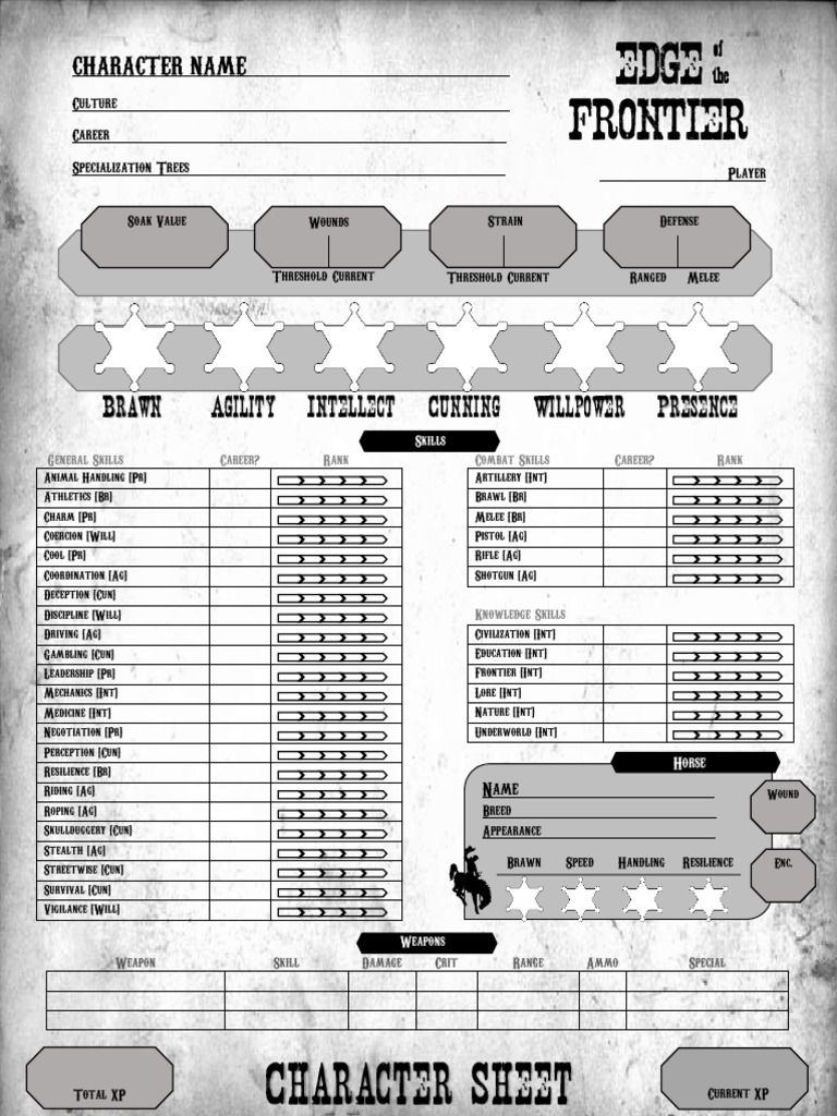 EotF CharacterSheet PDF | PDF | Leisure | Sports