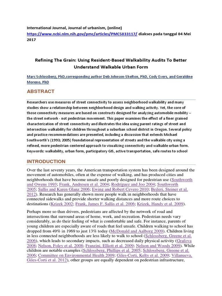 Refining The Grain: Using Resident-Based Walkability Audits To Better ...