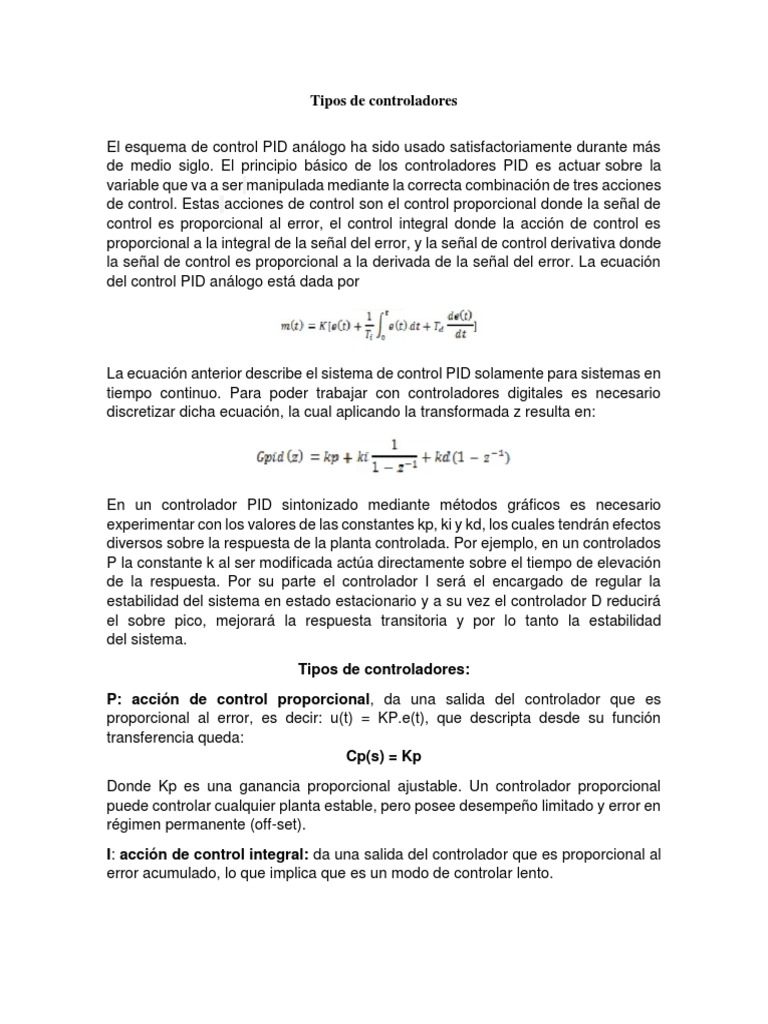 Tipos de Controladores | PDF | Matemáticas Aplicadas | Física