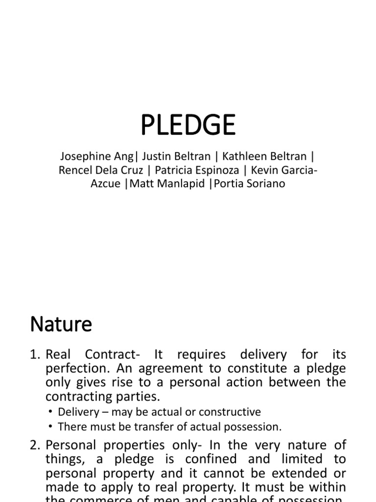 Pledge Extensive | PDF | Foreclosure | Assignment (Law)