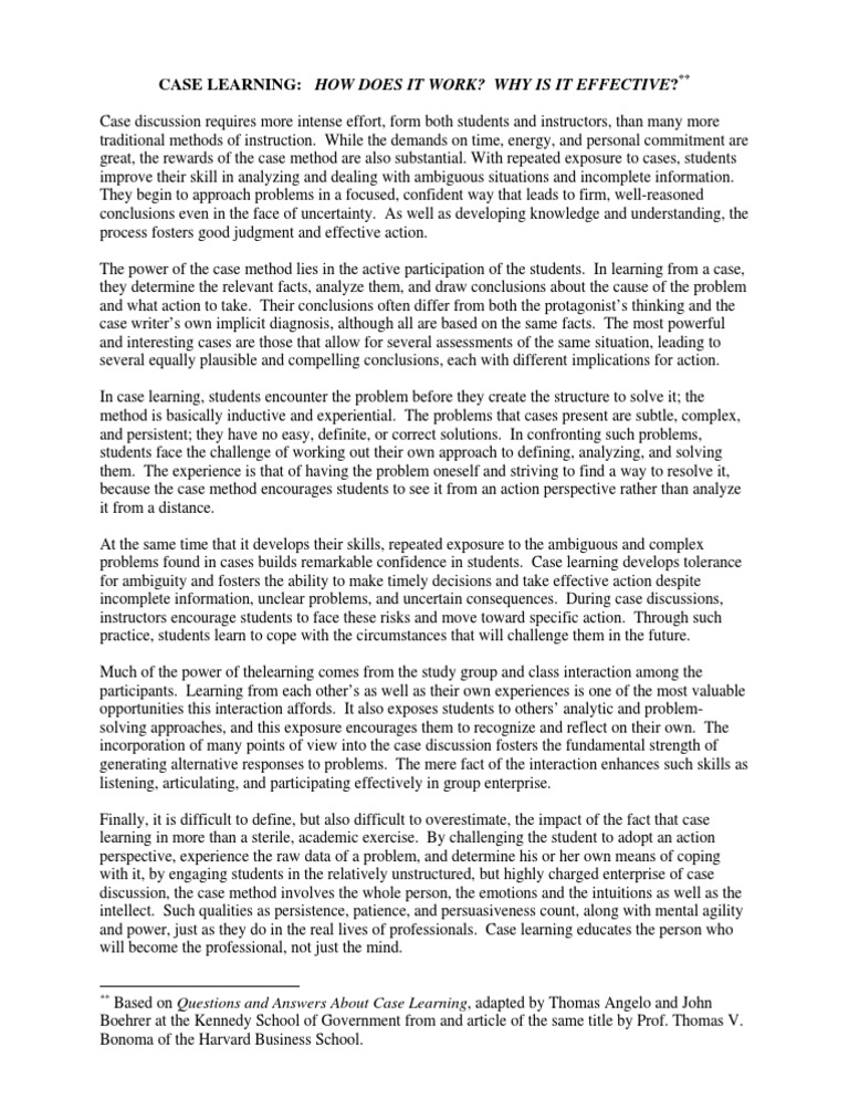 How Case Learning Works & Why It's Effective | PDF | Learning ...