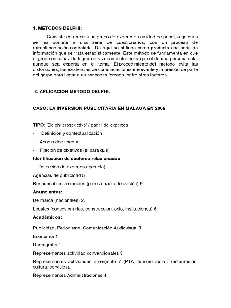 Metodo de Delphi | PDF | Cuestionario | Publicidad