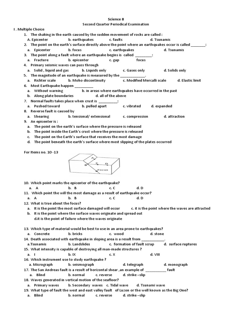 Grade 8 Science 2nd Quarter Exam | PDF | Earthquakes | Fault (Geology)