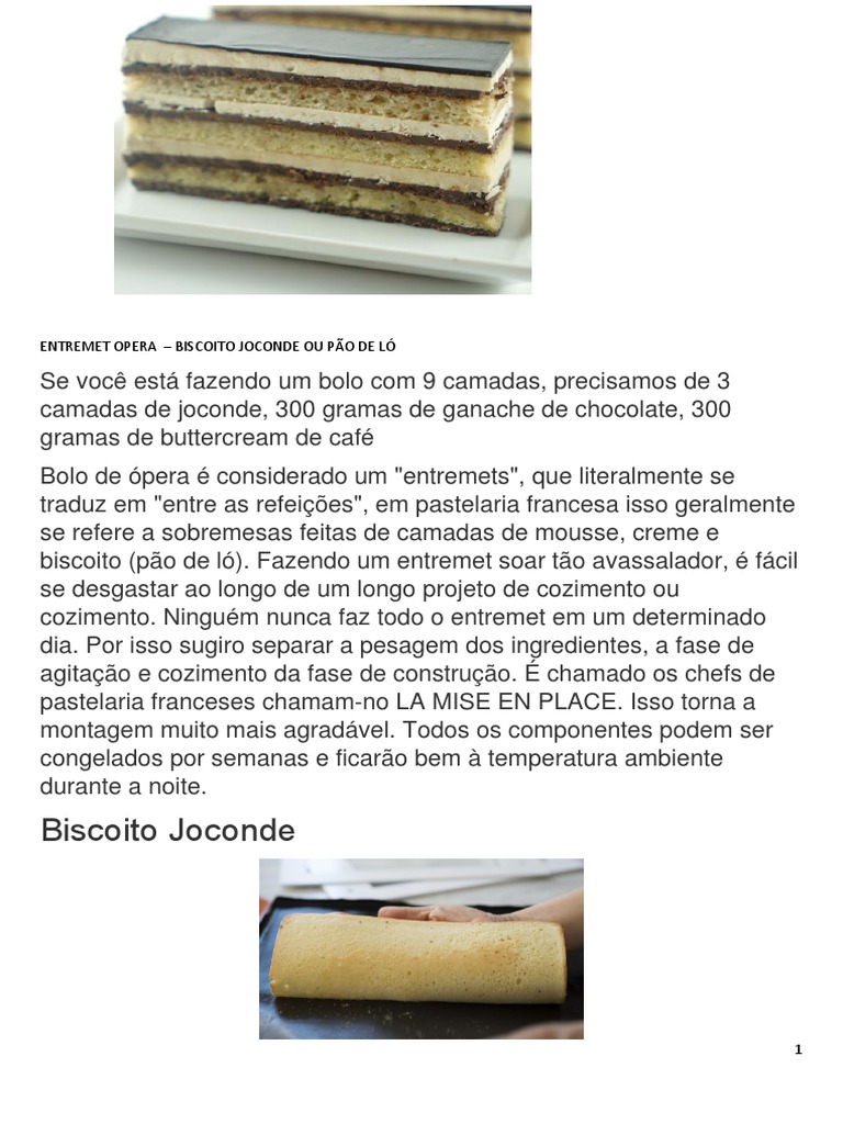 Entremet Opera | PDF | Chocolate | Açúcar