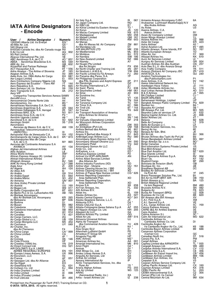 Airlines Codes | PDF | Airlines | Aviation