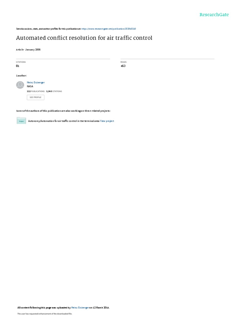 Automated Conflict Resolution For Air Traffic Cont | PDF | Algorithms ...