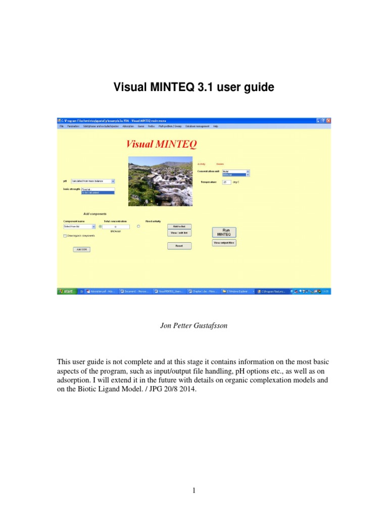 Visual MINTEQ 3.1 User Guide: Jon Petter Gustafsson | PDF | Titration ...