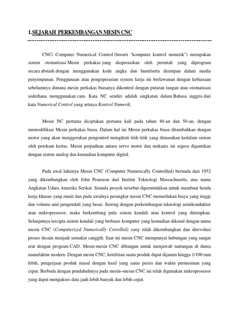 Sejarah Perkembangan Mesin CNC 1 | PDF Sejarah Perkembangan Mesin CNC 1 | PDF