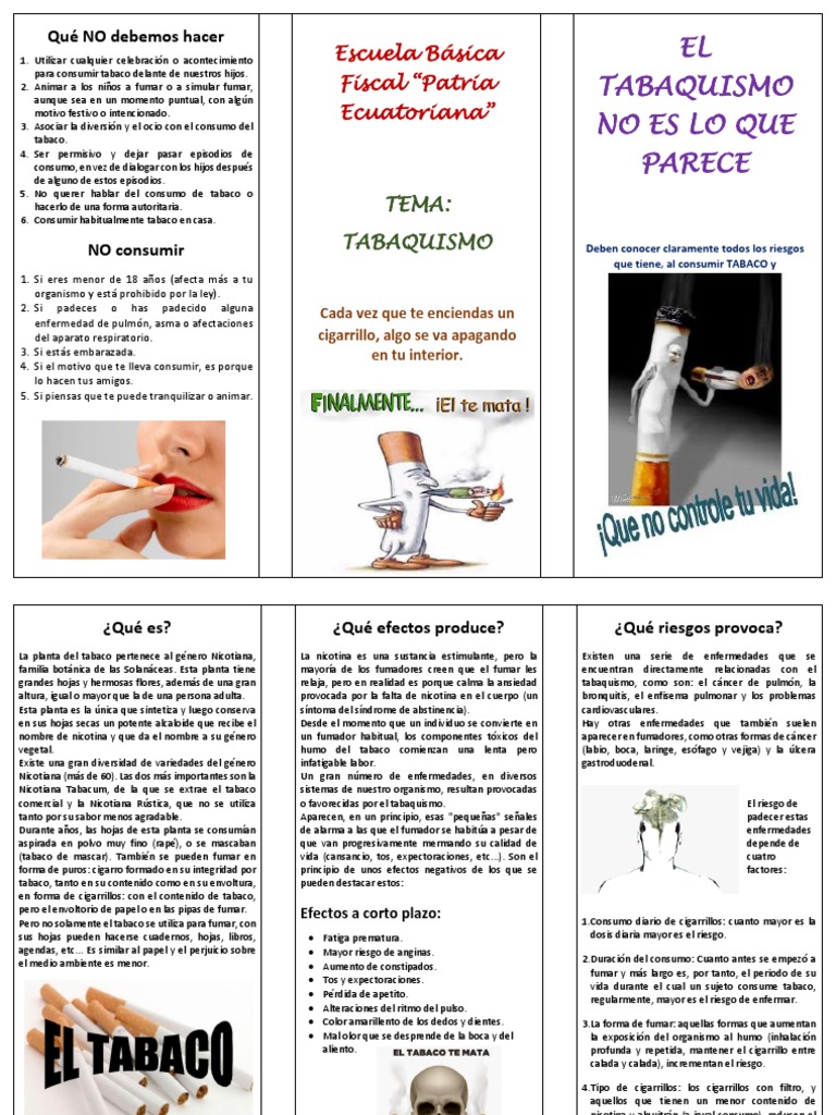 Triptico Sobre Tabaco 1 | Fumar tabaco | Adicción