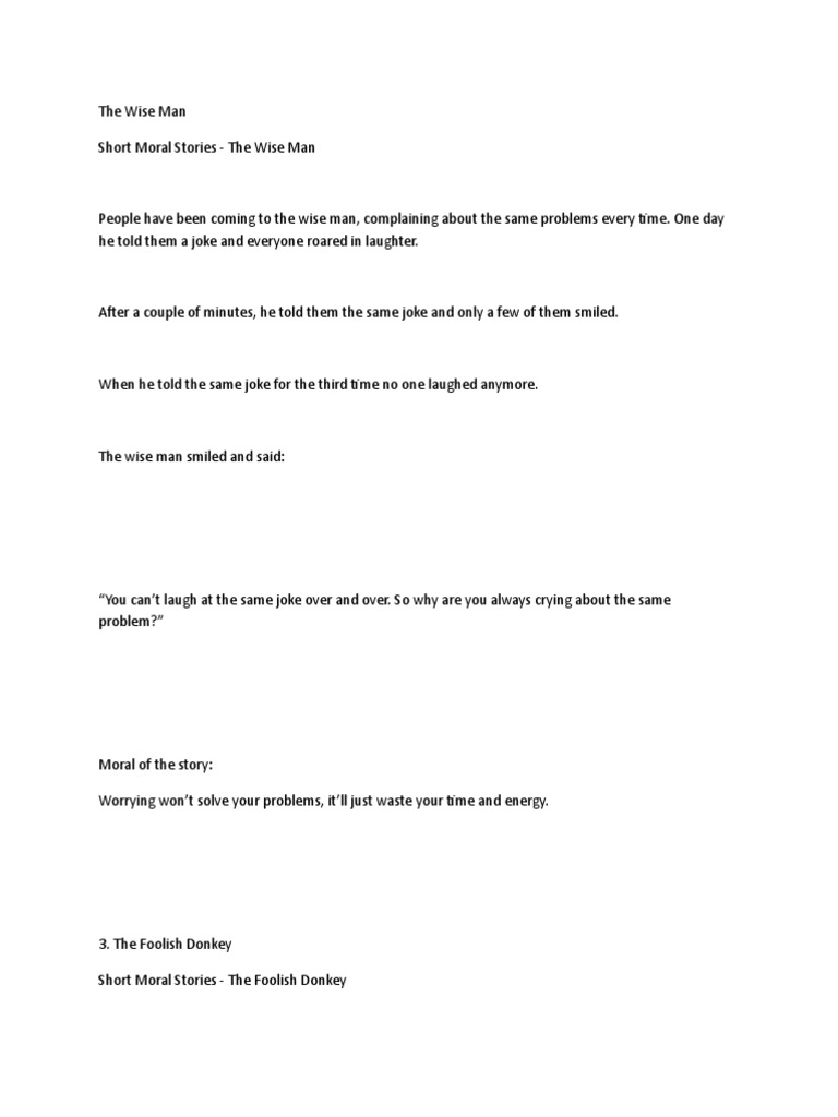 The Wise Man Short Story | PDF | Laughter