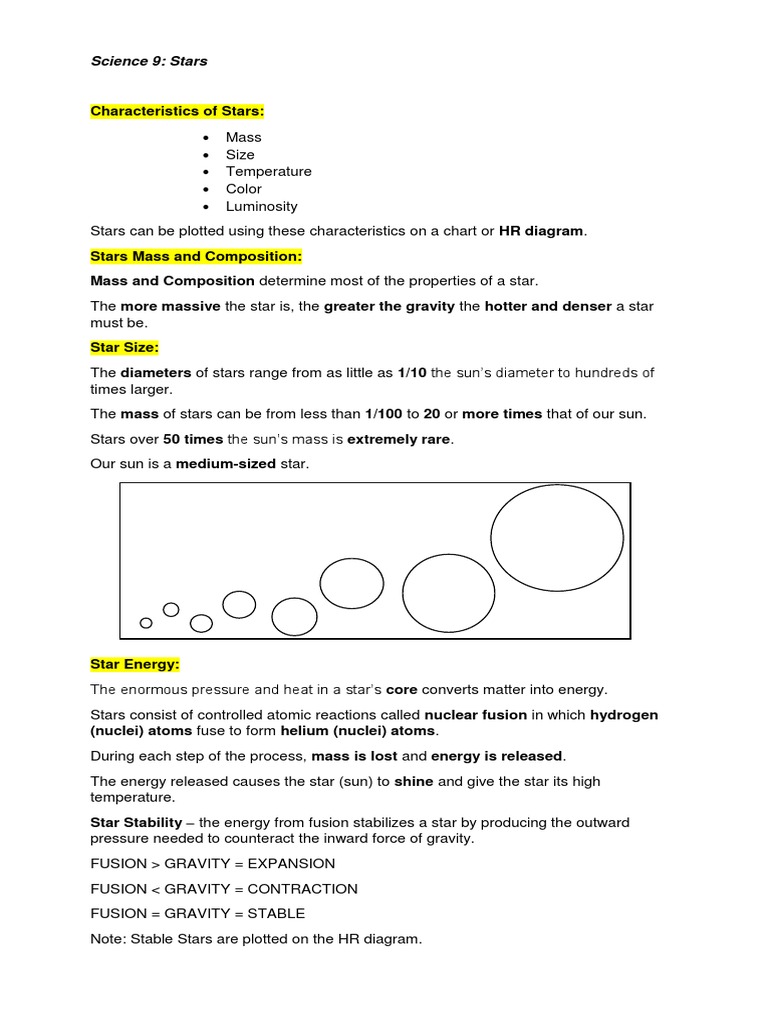 Characteristics of Stars | PDF | Stars | Nuclear Fusion