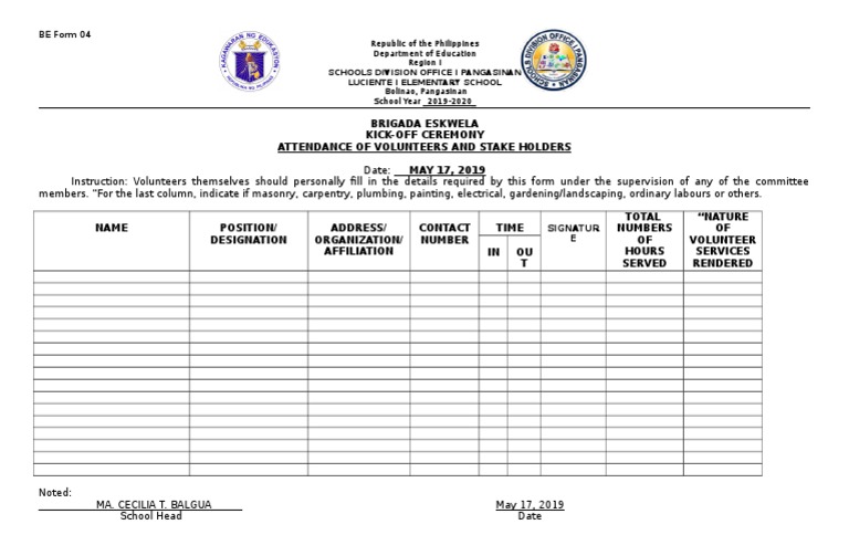 Brigada Eskwela Kick-Off Ceremony Attendance of Volunteers and Stake ...