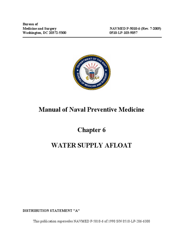 Manual of Naval Preventive Medicine Water Supply Afloat | PDF ...