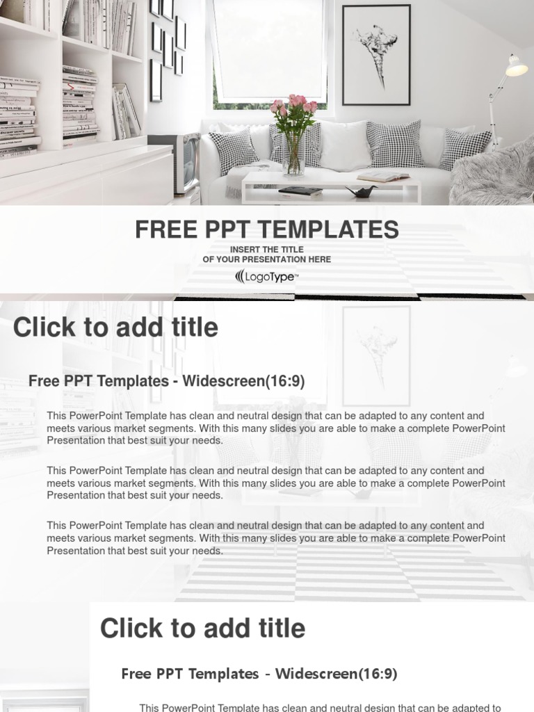 Interior Design Living Room PowerPoint Templates Widescreen | PDF
