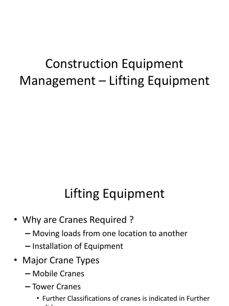 Lifting Equipment | PDF | Crane (Machine) | Lever