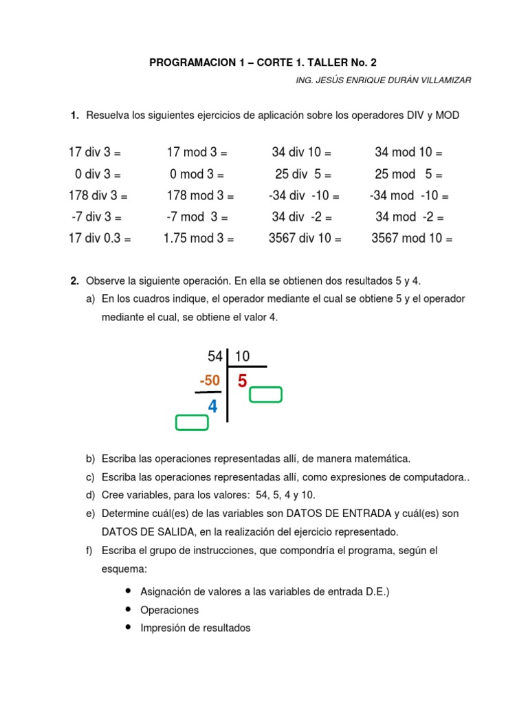Prog1 Corte1 TallerNo 2 | PDF | Programa de computadora | Programación