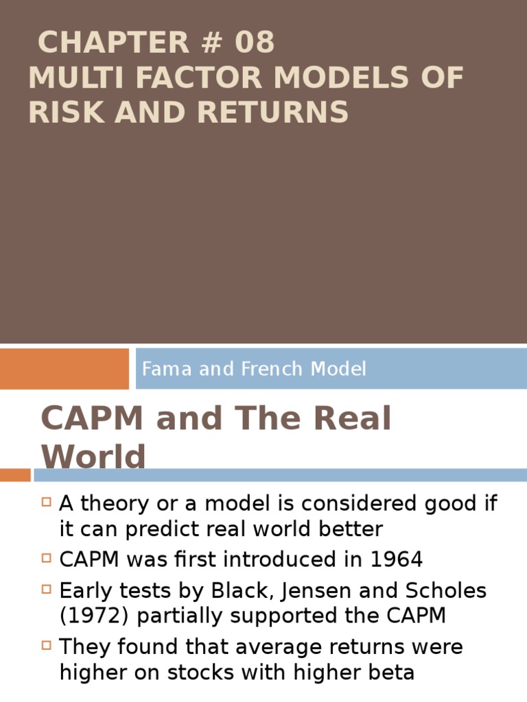Chapter # 08 Multi Factor Models of Risk and Returns: Fama and French ...
