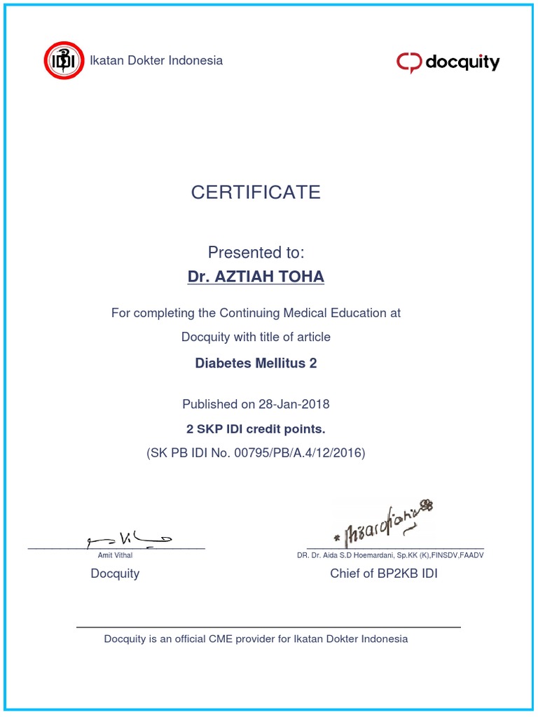 CME Certificate DM PDF | PDF