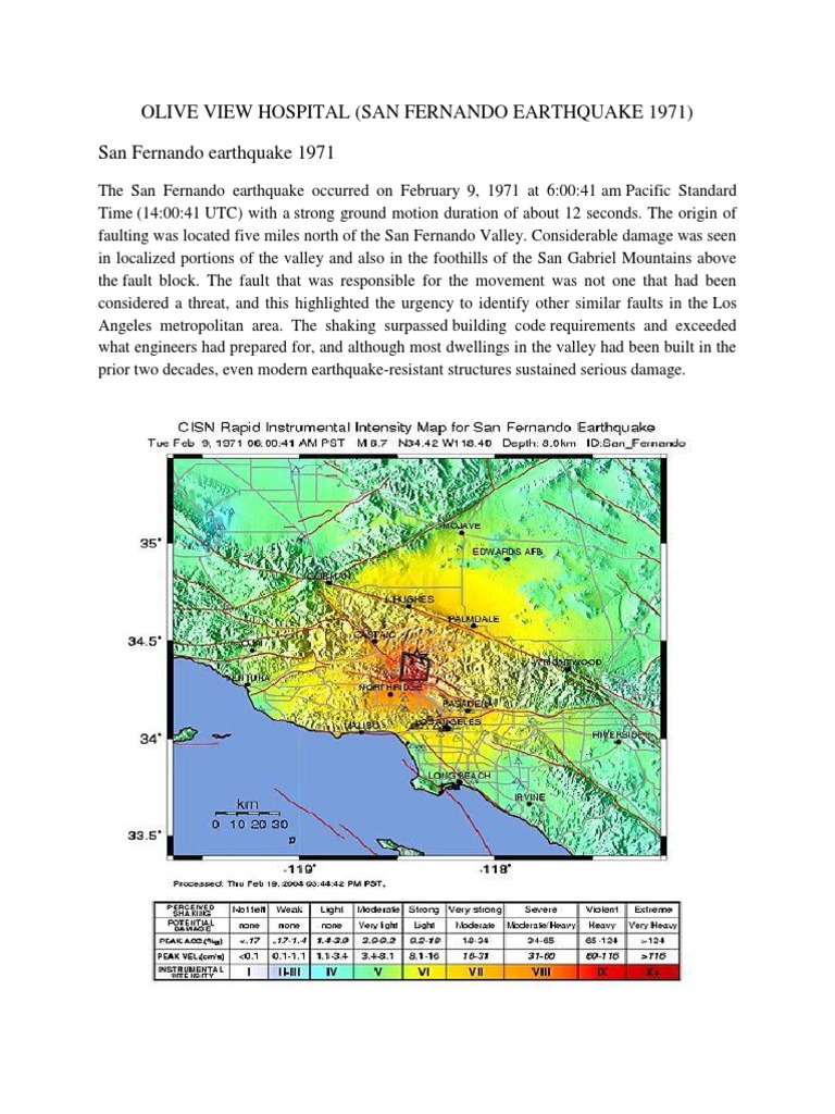 OLIVE VIEW HOSPITAL-San Fernando Earthquake 1971 PDF | PDF | Natural Disasters | Earthquakes
