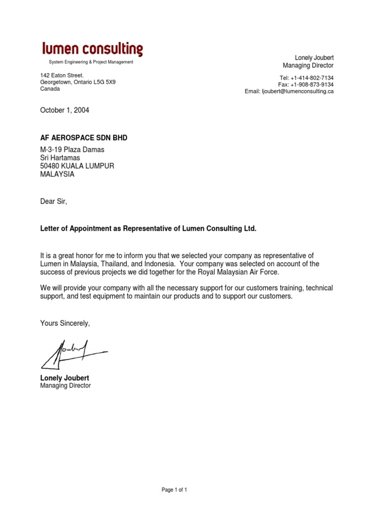 AF Appointment Letter - Sample | PDF