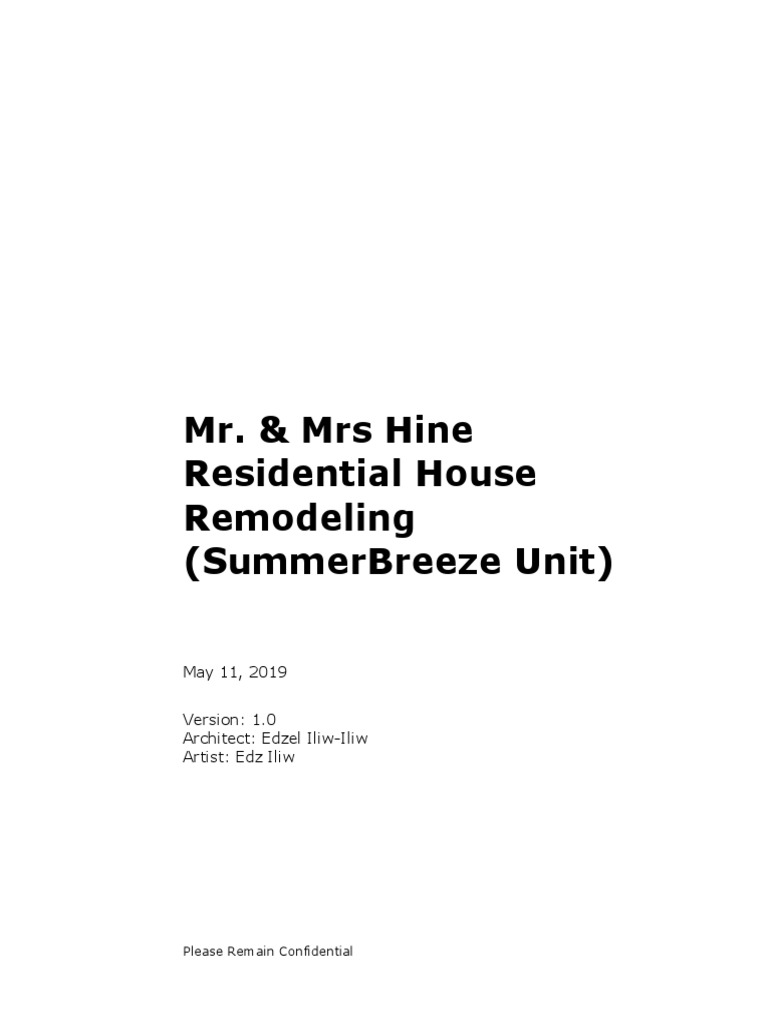 Mr. & Mrs Hine Residential House Remodeling (Summerbreeze Unit) | PDF