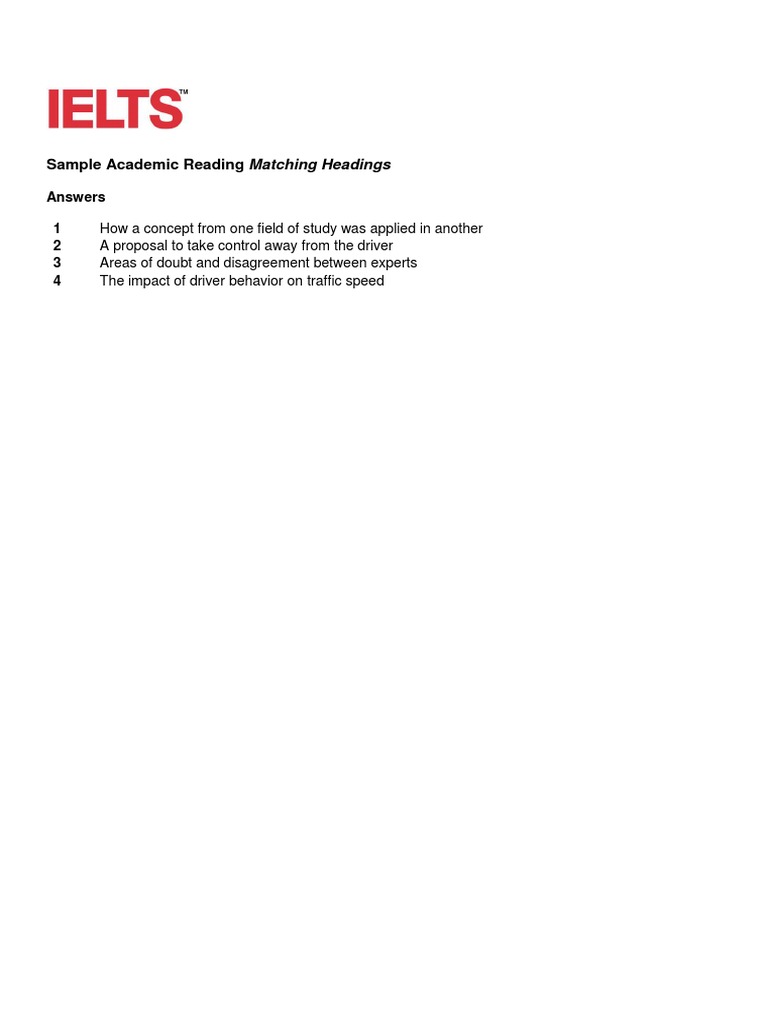 Academic Reading Headings Answers | PDF