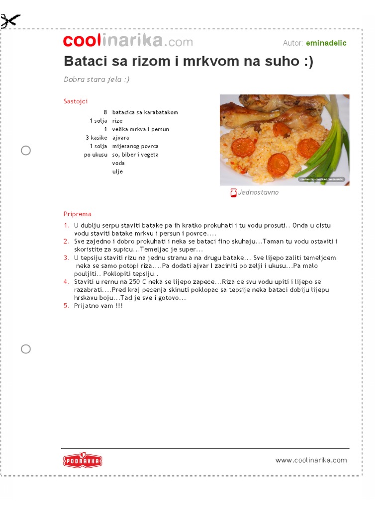 Bataci Sa Rizom I Mrkvom Na Suho PDF | PDF