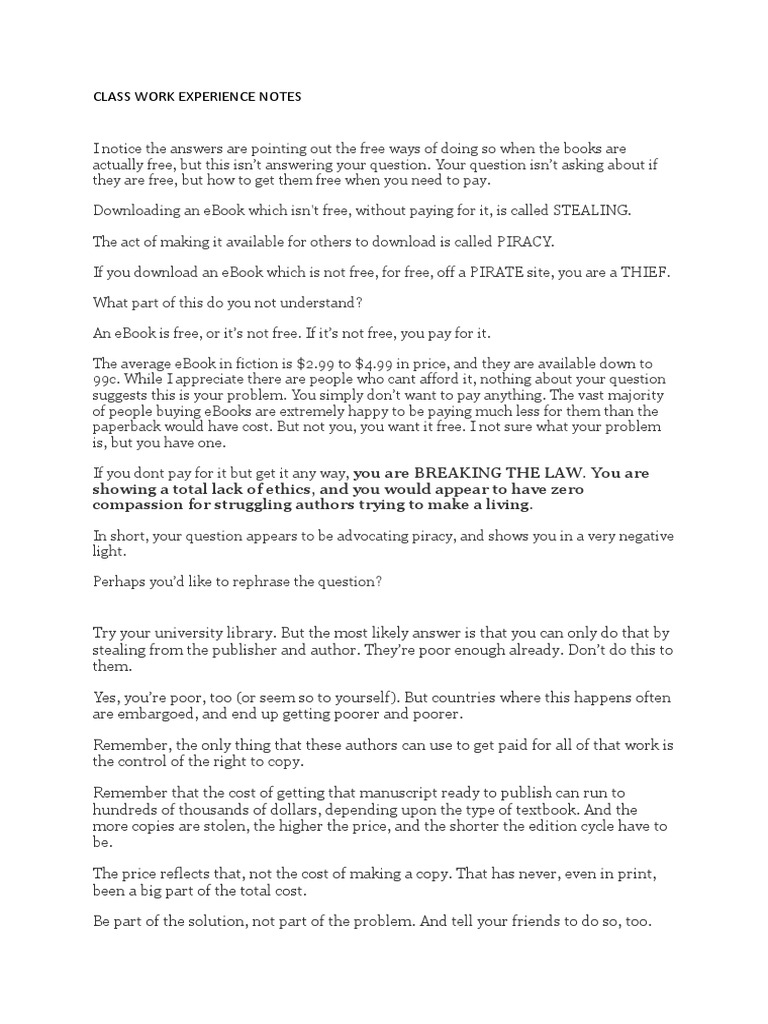 Class Work Notes | PDF