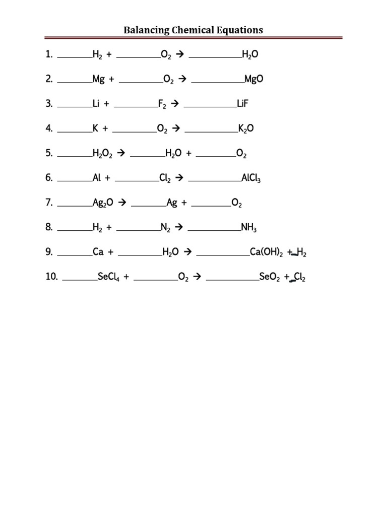 Balancing Equations | PDF