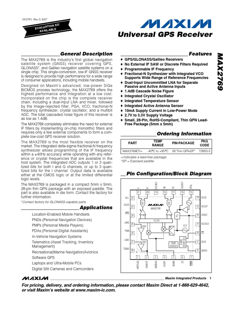 Max2769 DS | PDF | Bandwidth (Signal Processing) | Analog To Digital ...