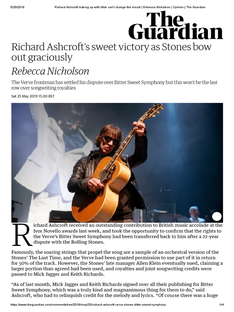 Richard Ashcroft Making Up With Mick Can't Change The Mould - Rebecca ...