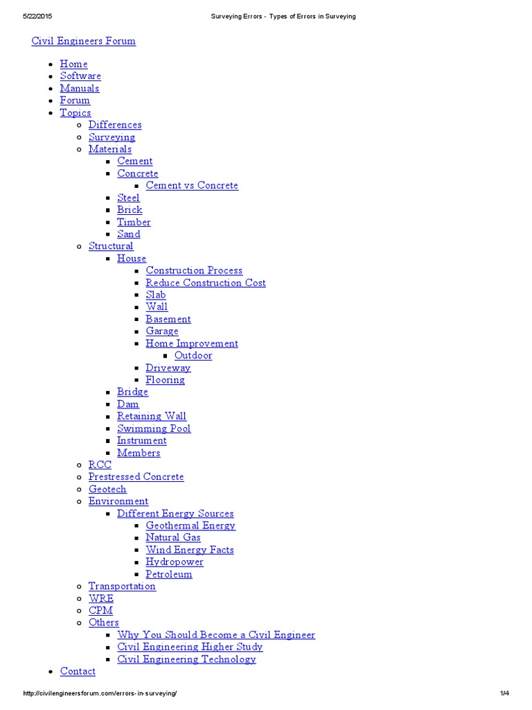 Surveying Errors - Types of Errors in Surveying | PDF | Observational Error | Error