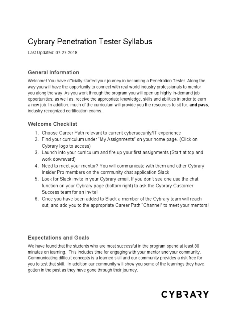Pen Testing Syllabus | PDF | Penetration Test | Mentorship