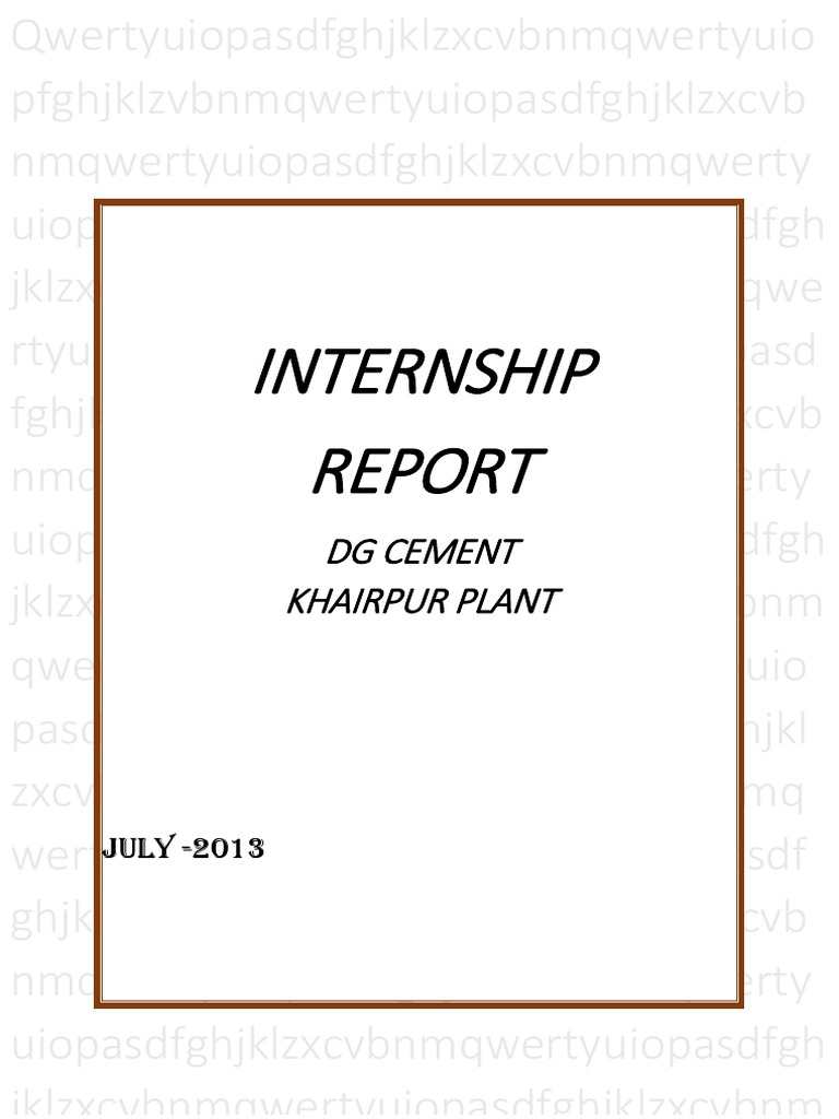 DG Cement Internship Report | PDF | Mill (Grinding) | Cement