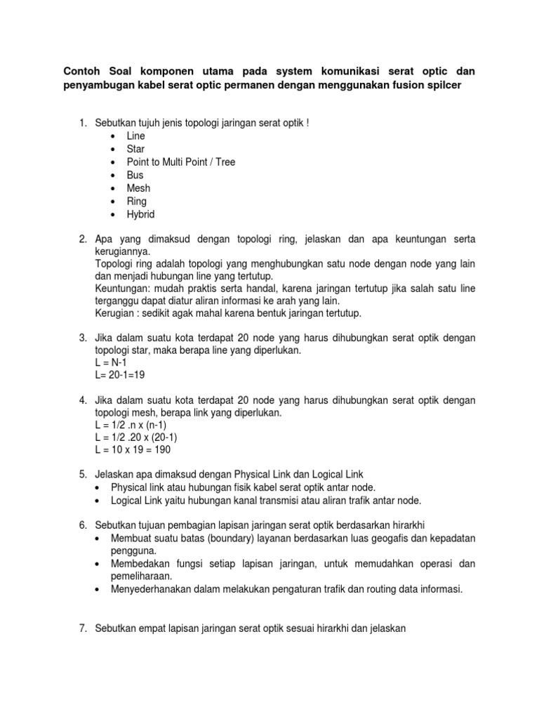 Komponen Utama Sistem Komunikasi Serat Optik | PDF