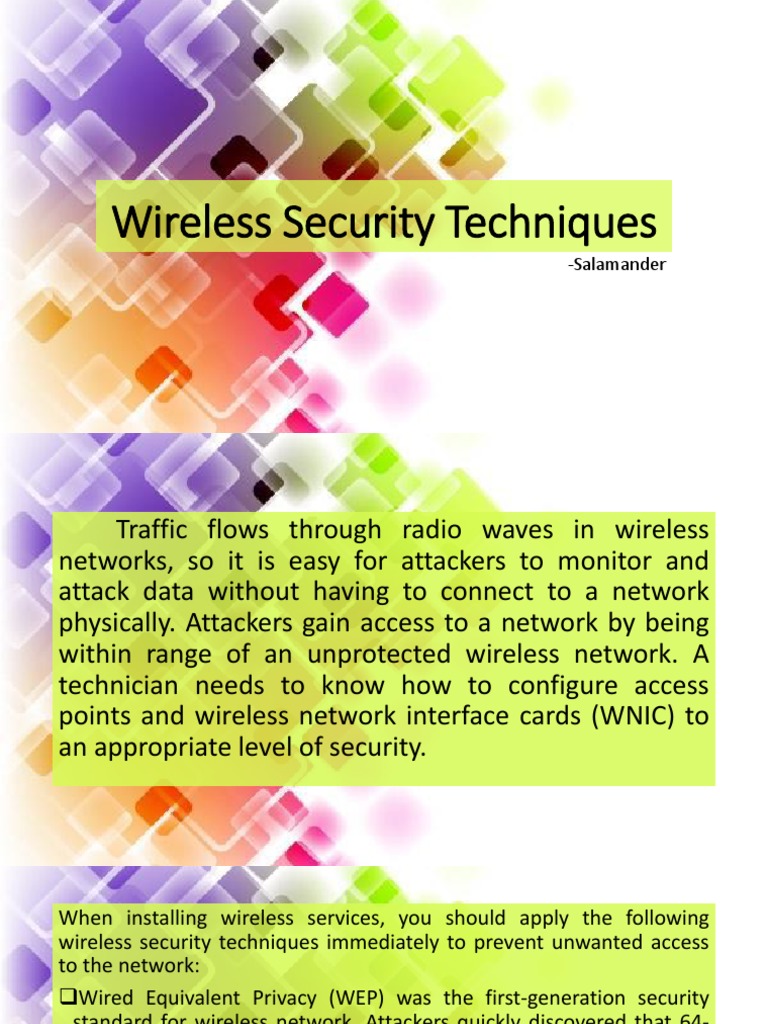 Wireless Security Techniques | PDF | Computer Network | Crime Prevention