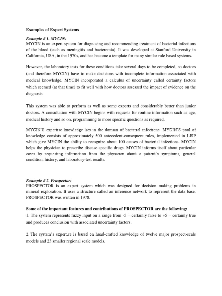 Examples of Expert System | PDF | Chemical Substances