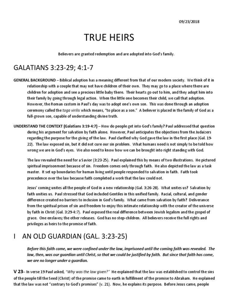 Galatians Chapter 3 and 4 Study Material | PDF | Baptism | Abraham