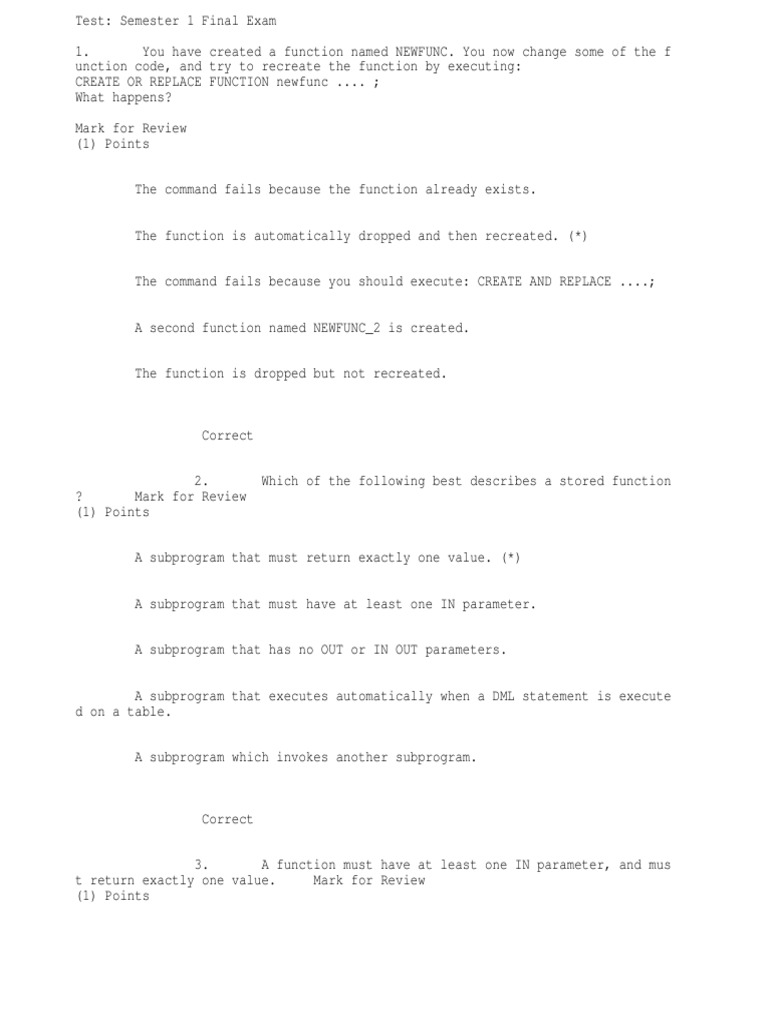 Semester 1 Final Exam Oracle PL SQL 2 PDF | PDF | Parameter (Computer Programming) | Subroutine