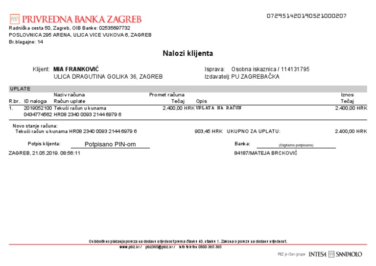 PBZ Poslovnica | PDF