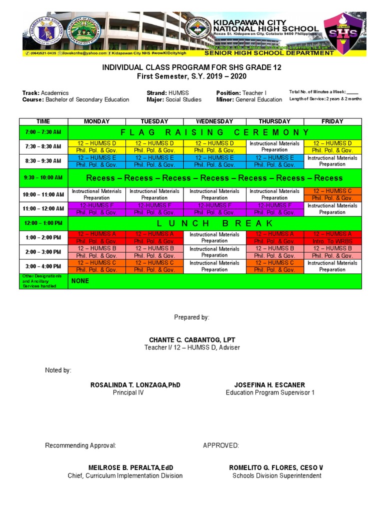 Schedule TEMPLATE PDF Academic Term Educational Organizations