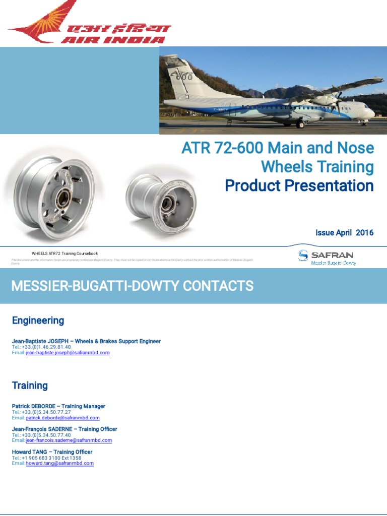 ATR72 Wheels Training April 2016 Air India | PDF | Tire | Bearing ...
