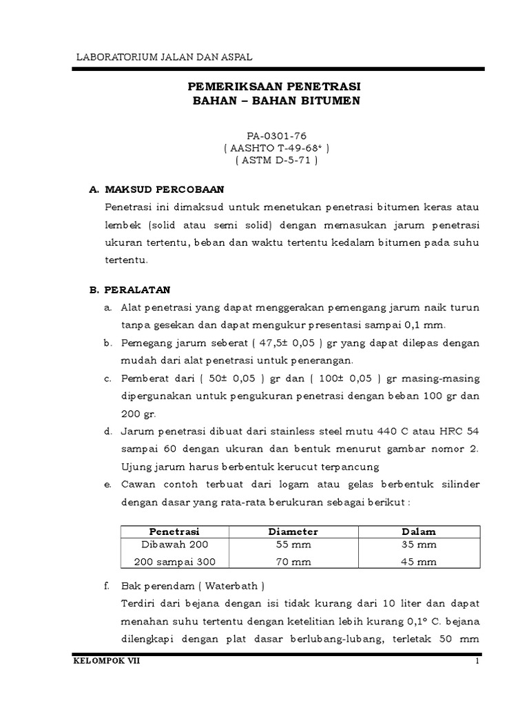 Lab. Jalan - Aspal Teori | PDF