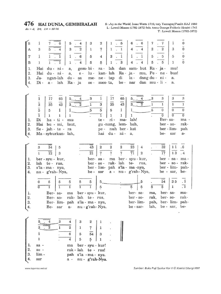 Hai Dunia Gembiralah (PS 476) PDF | PDF