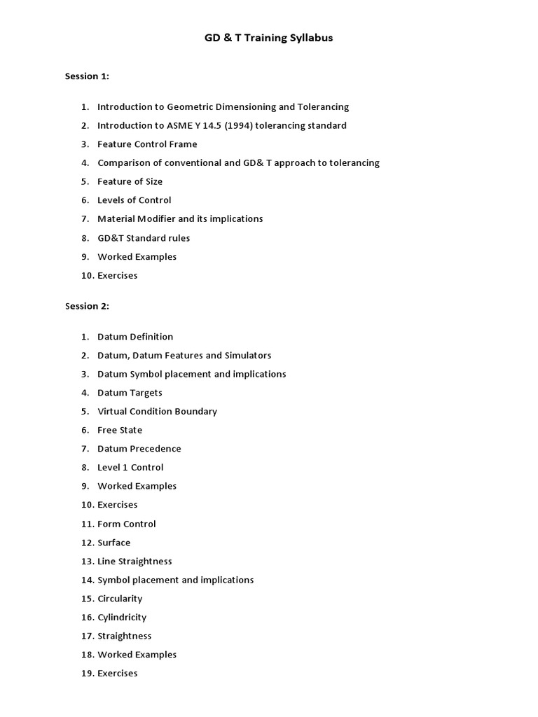 G D & T Course Details | PDF