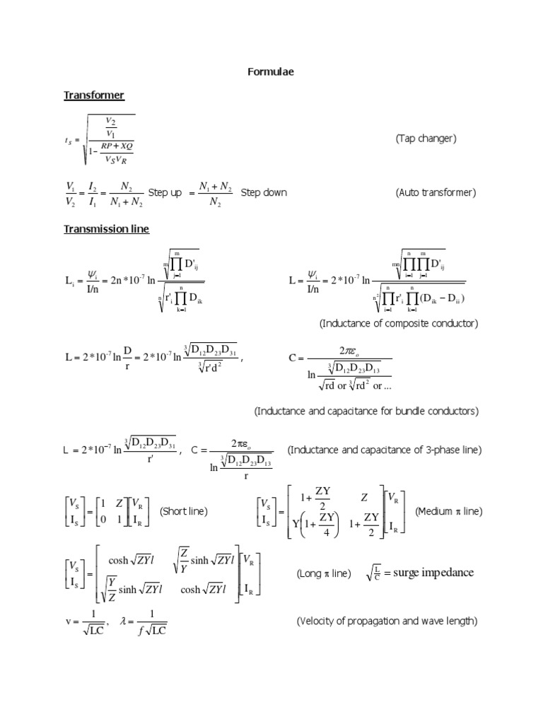 Formulae Power | PDF | Electronics | Electronic Engineering