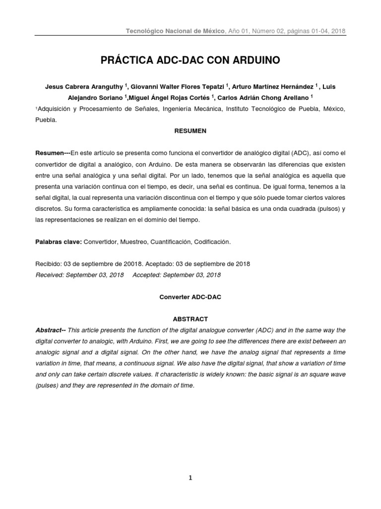 Práctica Adc-Dac Con Arduino | PDF | Señal analoga | Conversor ...