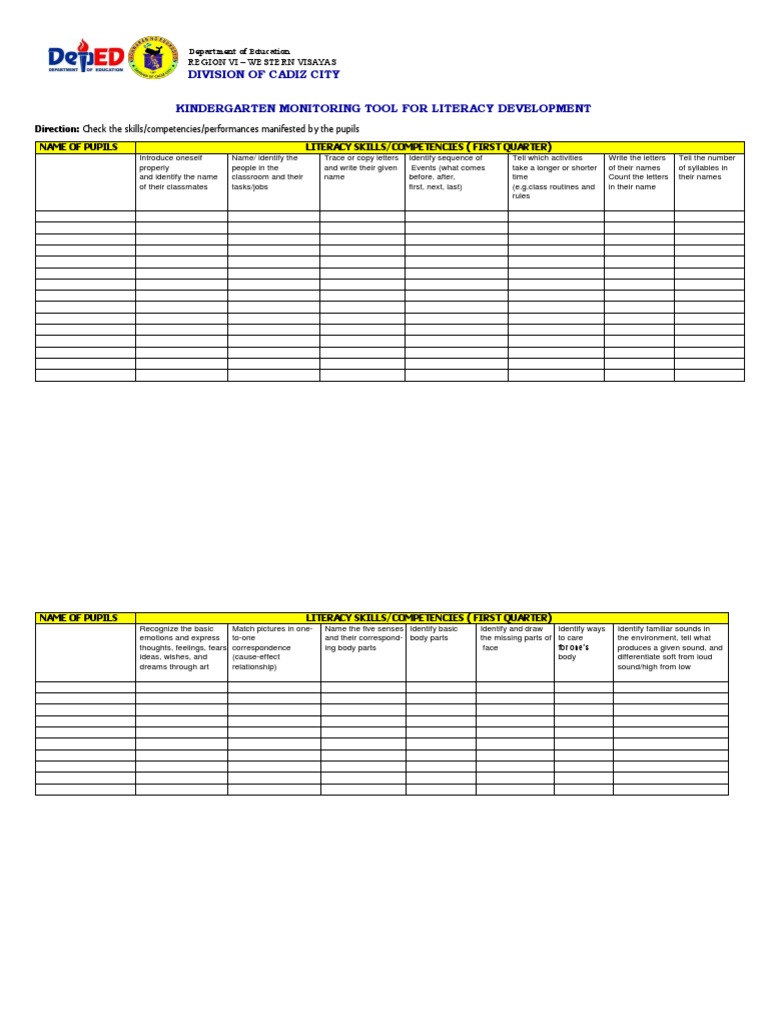 Monitoring Tool Based On KTG (1st QRT) | PDF | Shape | Literacy